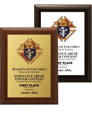 5" x 7" Black or Cherry Finish Color Plaque