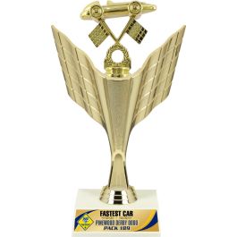Pinewood Derby Trophy with Flag Riser